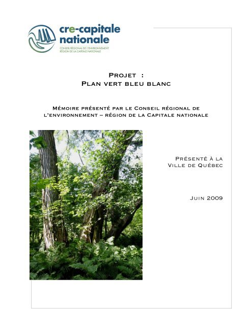 Projet : Plan vert bleu blanc - CRE