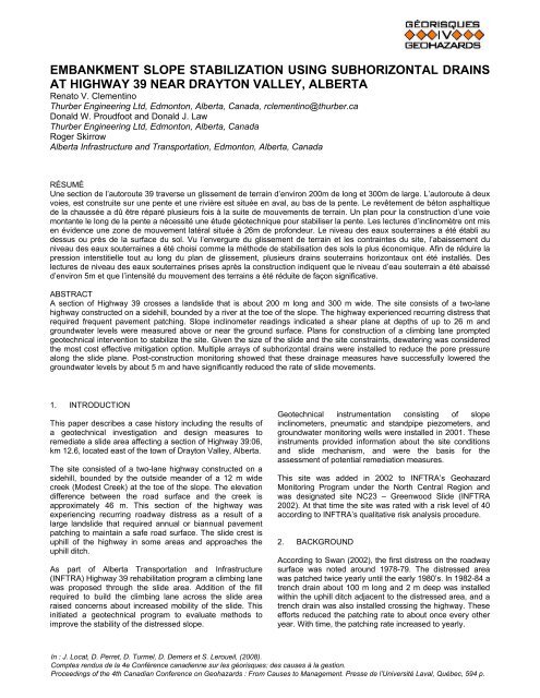 Embankment slope stabilization using subhorizontal drains at ...