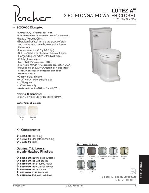 Spec Sheet - Porcher