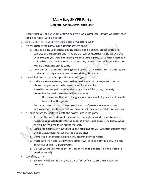 Mary Kay SKYPE Party