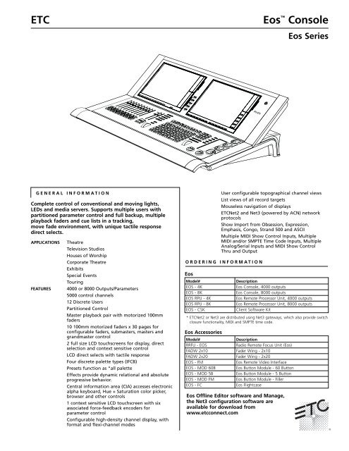 ETC Eos™ Console - Main Light Industries