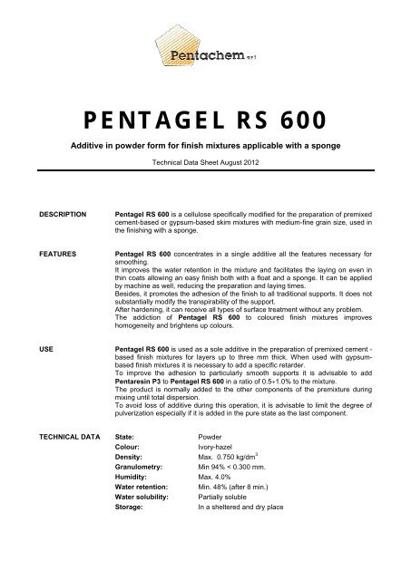 PENTAGEL RS 600 - Pentachem
