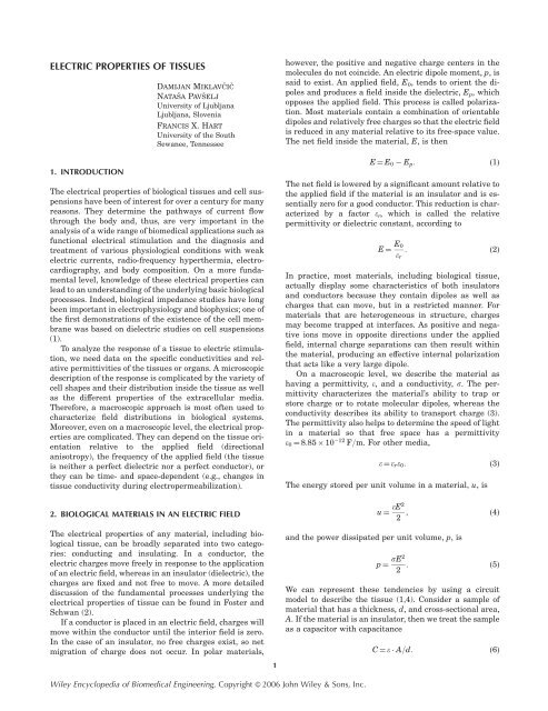 ELECTRIC PROPERTIES OF TISSUES