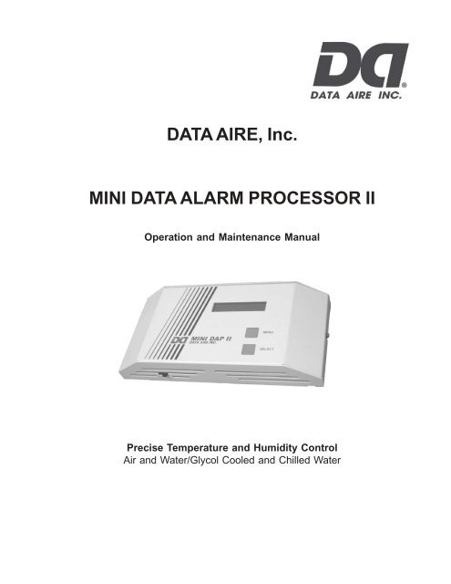 Operation and Maintenance Manual - Data Aire