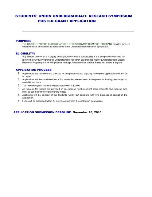 union undergraduate reseach symposium poster grant application