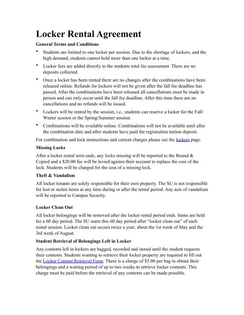 Locker Rental Agreement