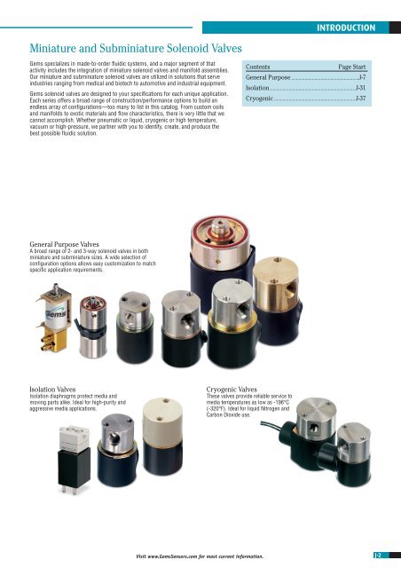 Valve Selector Guide - Pressure Switch Instruments - Gems Sensors