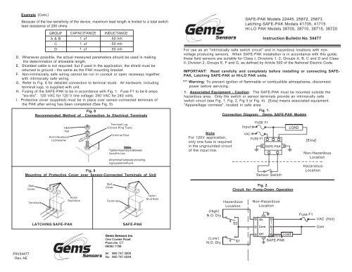 Instruction Bulletin - Pressure Switch Instruments - Gems Sensors