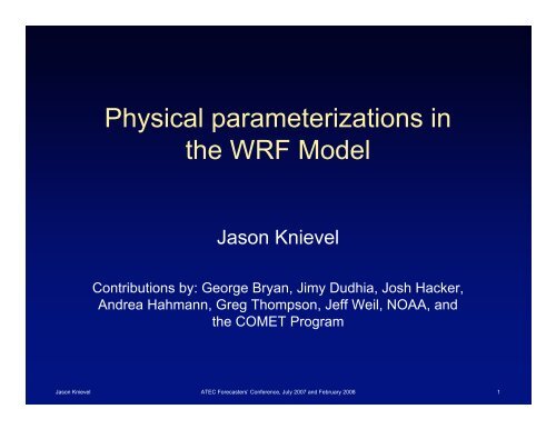 Physical Parameterizations In The Wrf Model