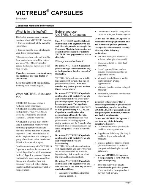 VICTRELIS CAPSULES - Medsafe