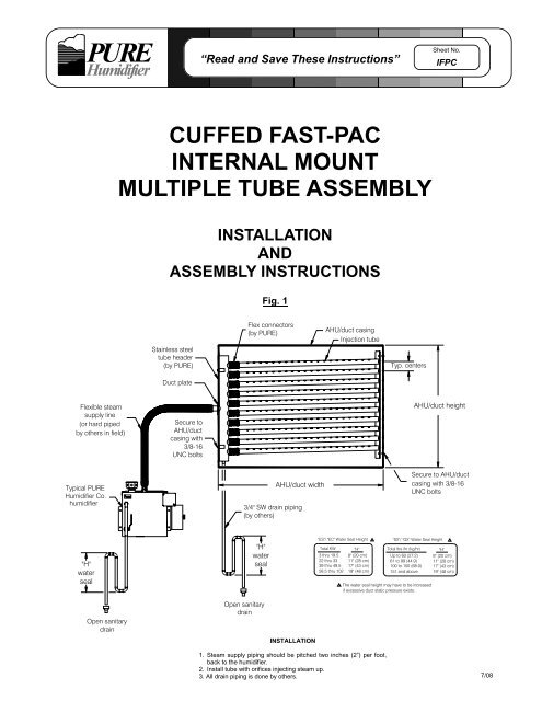 cuffed fast-pac internal mount multiple tube assembly - Pure Humidifier