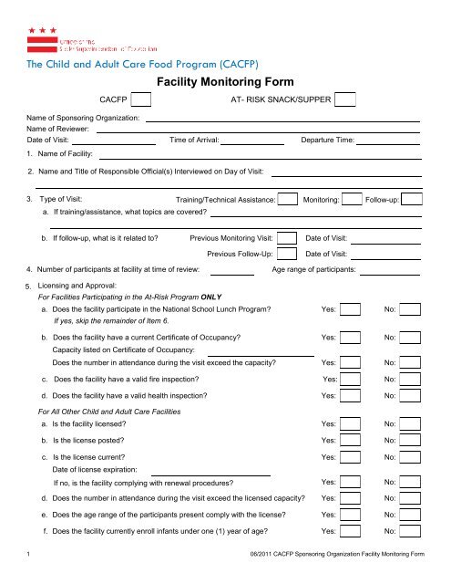 Facility Monitoring Form - osse