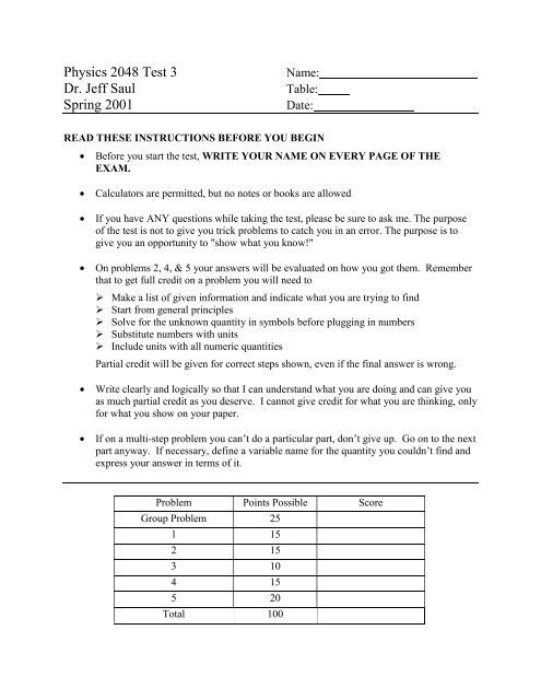 Test 3 - UCF Physics