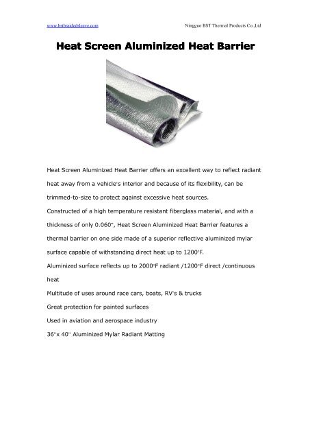 Heat Screen Aluminized Heat Barrier