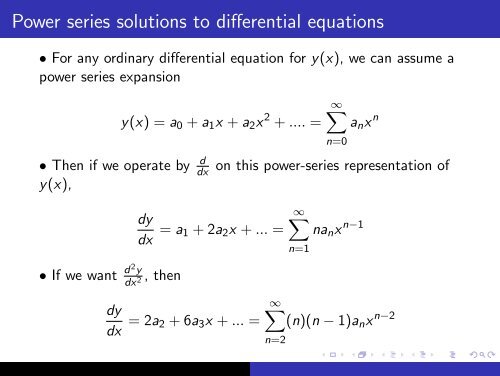 Power series solutions to differential equations - UCF Physics Power series solutions to differential equations - UCF Physics