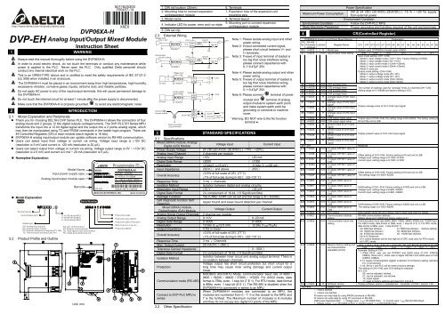 DVP-EH DVP06XA-H Analog Input/Output Mixed Module