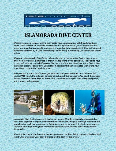 Florida keys scuba diving | Islamorada Dive Center