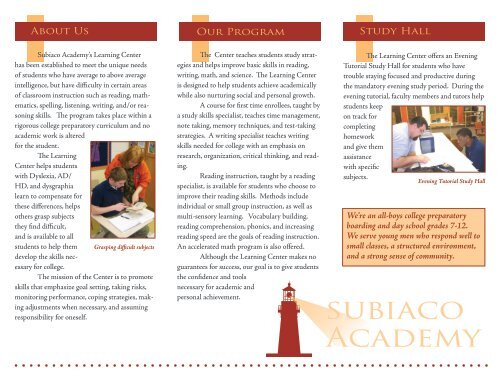 LEARNiNG cENtER - Subiaco Academy