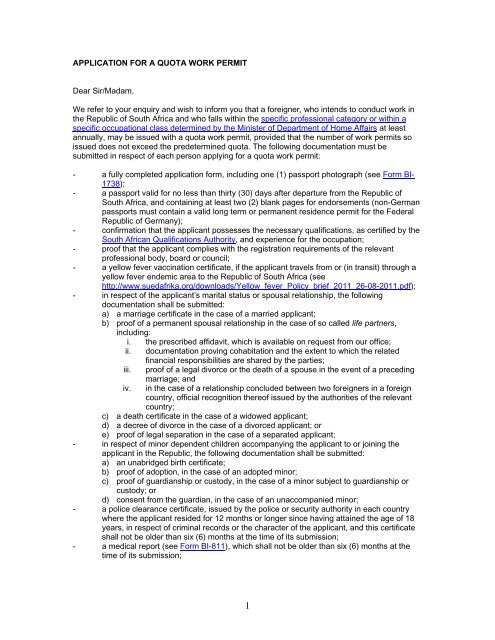 application for a quota work permit