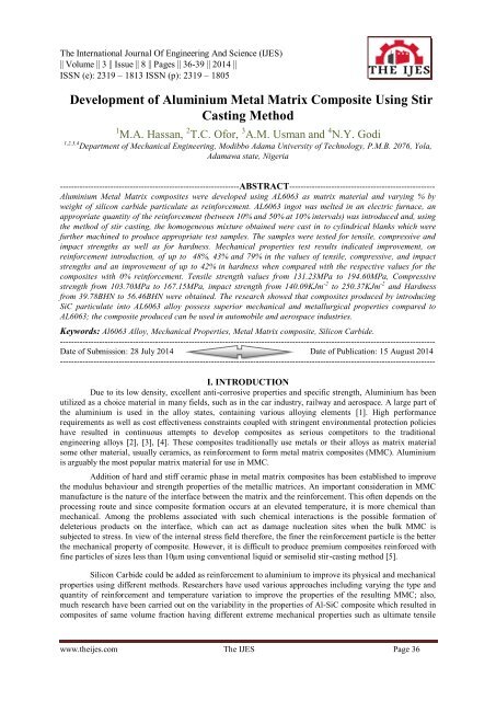 Development of Aluminium Metal Matrix Composite Using Stir Casting Method