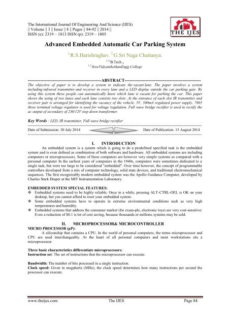 Advanced Embedded Automatic Car Parking System