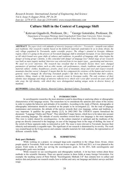 Culture Shift in the Context of Language Shift