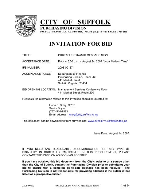 invitation for bid - City of Suffolk