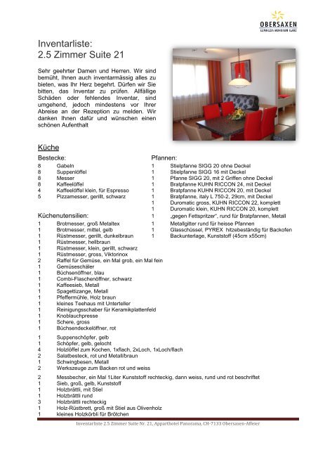 PDF-Datei 2.5 Zimmer Suite Inventarliste