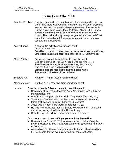Lesson 7 - Jesus Feeds the 5000 - Sunday School Center