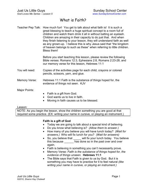 What is Faith - Sunday School Center