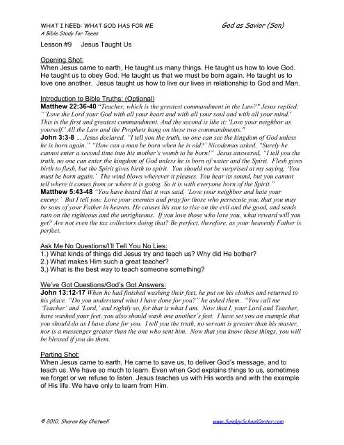 Lesson #9 Jesus Taught Us - Sunday School Center
