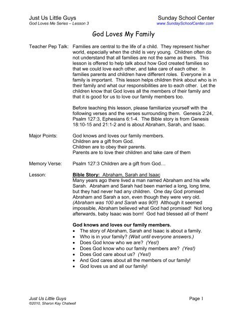 Lesson 3 - God Loves My Family! - Sunday School Center