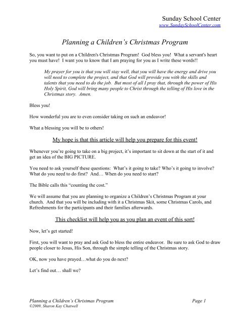 Planning a Children's Christmas Program - Sunday School Center