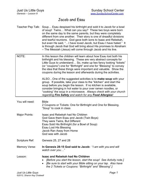 Lesson 8 - Jacob and Esau - Sunday School Center
