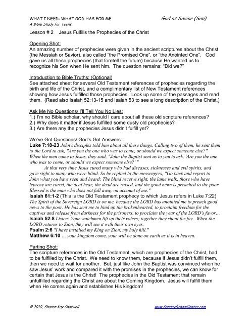 Lesson # 2 - Sunday School Center