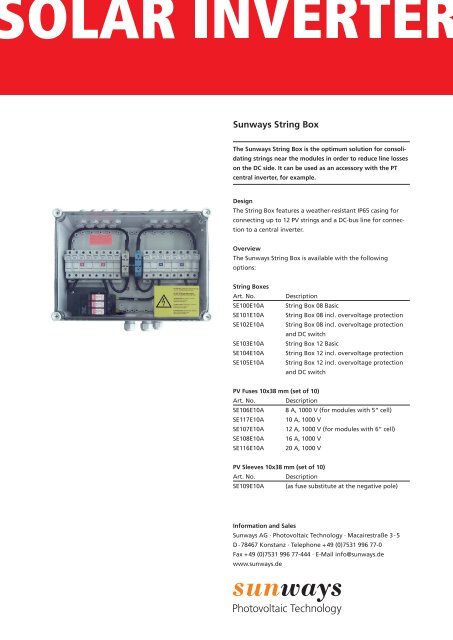 Sunways String Box - Sunways AG
