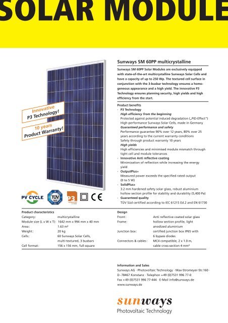 Data sheet SM 60PP - Sunways AG
