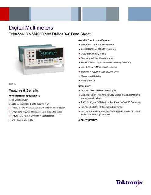 Digital Multimeters - DMM4050, DMM4040 - Belmet