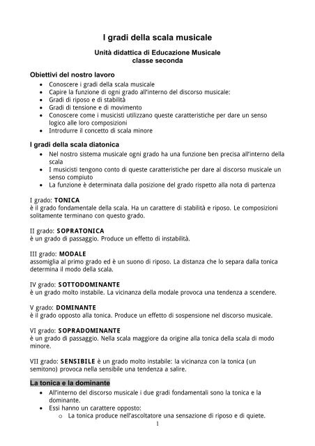 I gradi della scala musicale - L'ora di musica