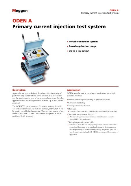 ODEN A Primary current injection test system