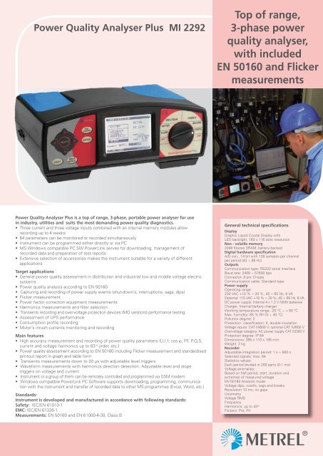 Power Quality Analyser Plus MI 2292 - Metrel