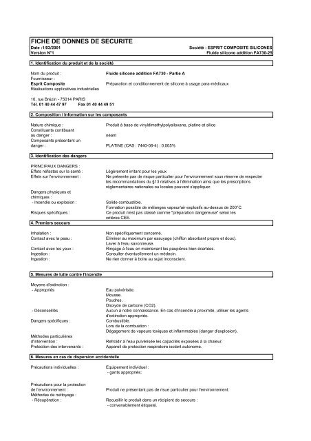 RTV FA730 fds - Esprit Composite