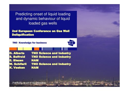 Predicting the Onset of Liquid Loading and Dynamic ... - ALRDC