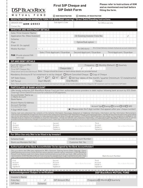 SIP Auto Debit Form - InvestmentKit