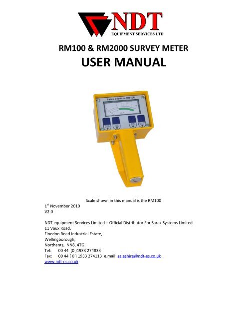 analogue survey meter user manual. pdf - Ndt-es.co.uk