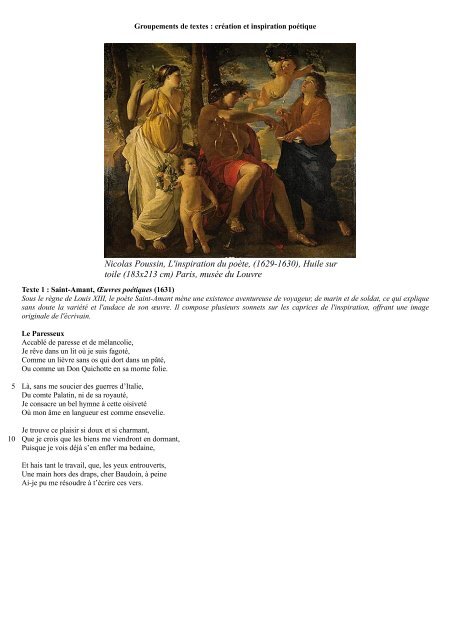 Nicolas Poussin, L'inspiration du poète, (1629 ... - Créer son blog