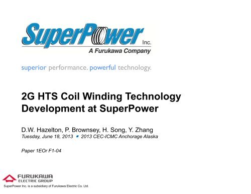 2G HTS Coil Winding Technology Development at SuperPower