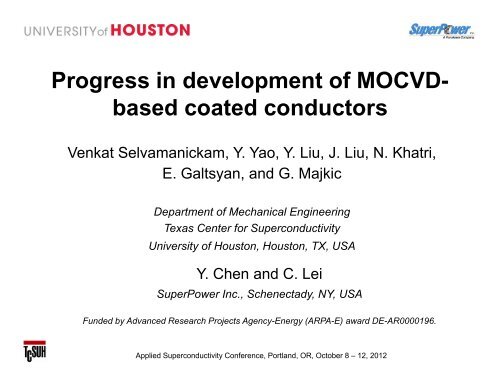 Progress in development of MOCVD- based coated ... - SuperPower