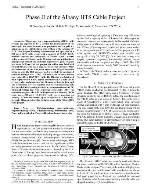 Phase II of the Albany HTS Cable Project - SuperPower