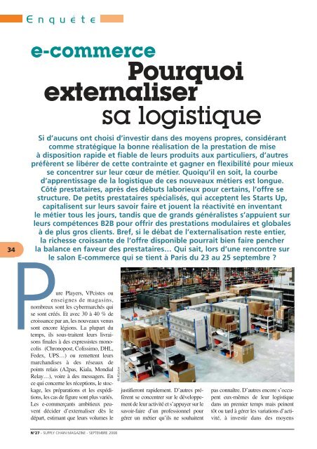 Pourquoi externaliser sa logistique - Supply Chain Magazine